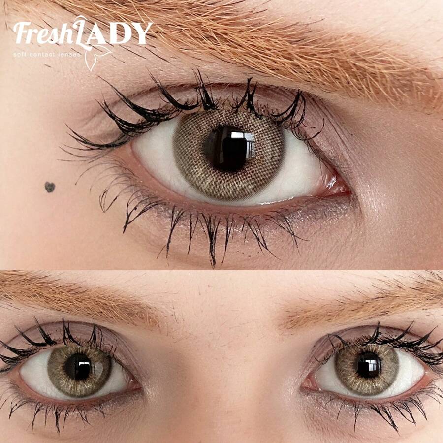 FRESH LADY Freshlady Wonderstruck Brown & Grey 14.00mm Grey Eye Contact ...