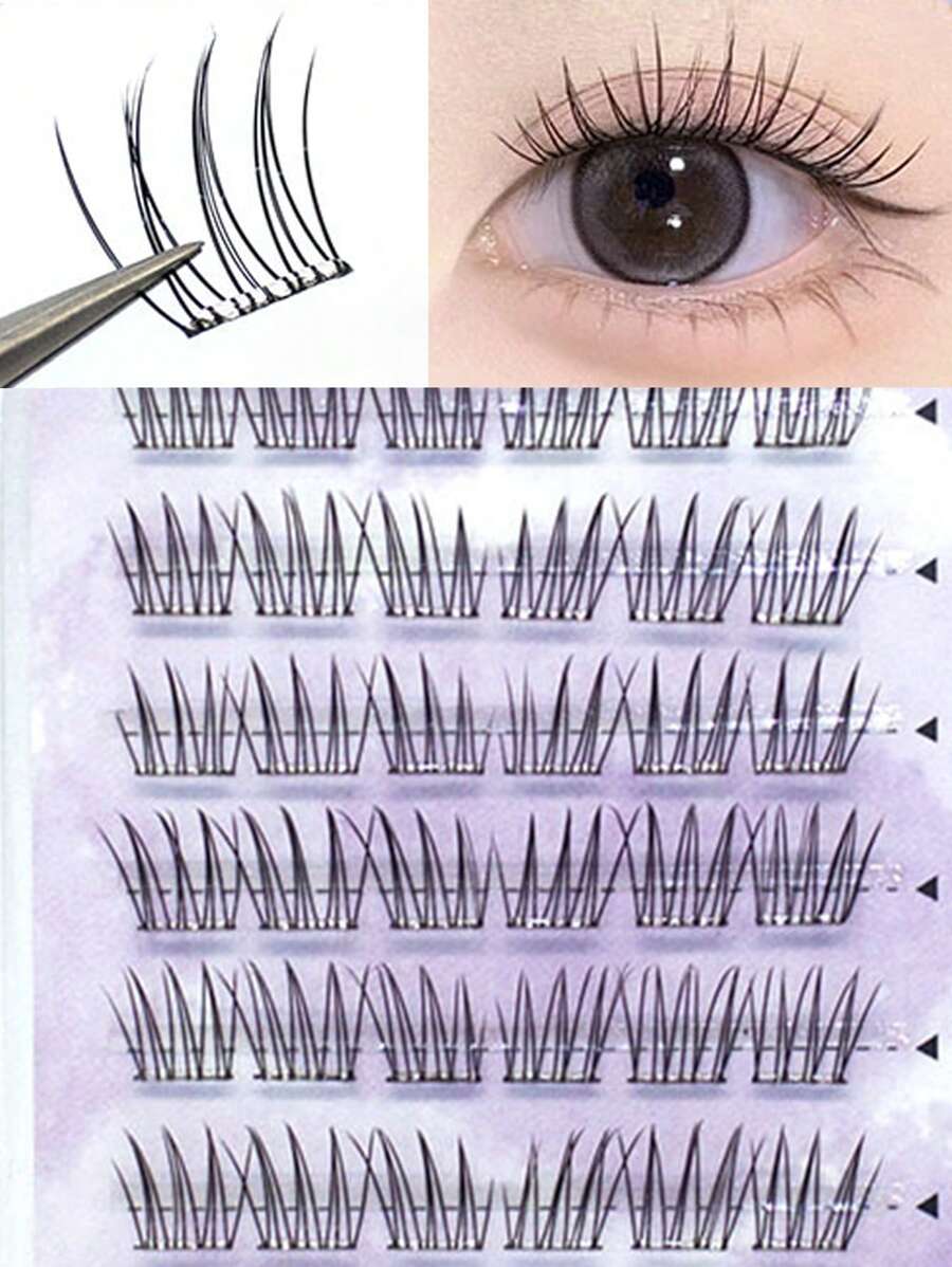 36pcs Self-Adhesive C-Curl False Eyelash For Women, Split-End Eyelash ...