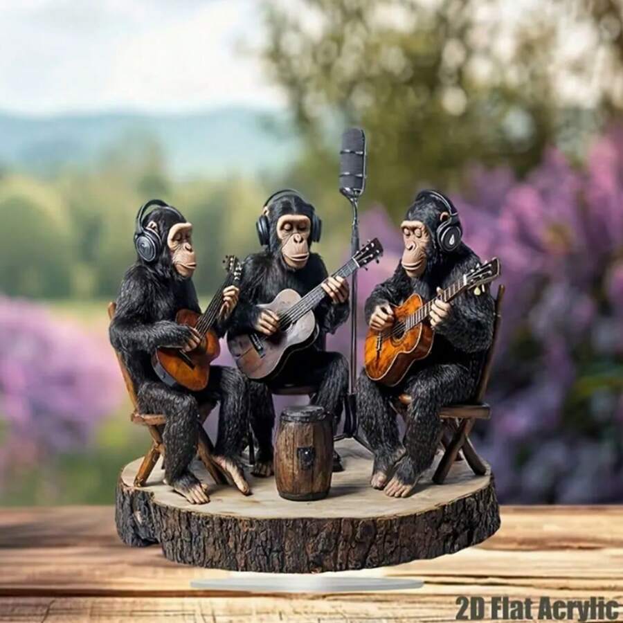2D Flat 1 Acrylic Statue Of Bohemian Monkey Band, 6.7-Inch X 8-Inch ...