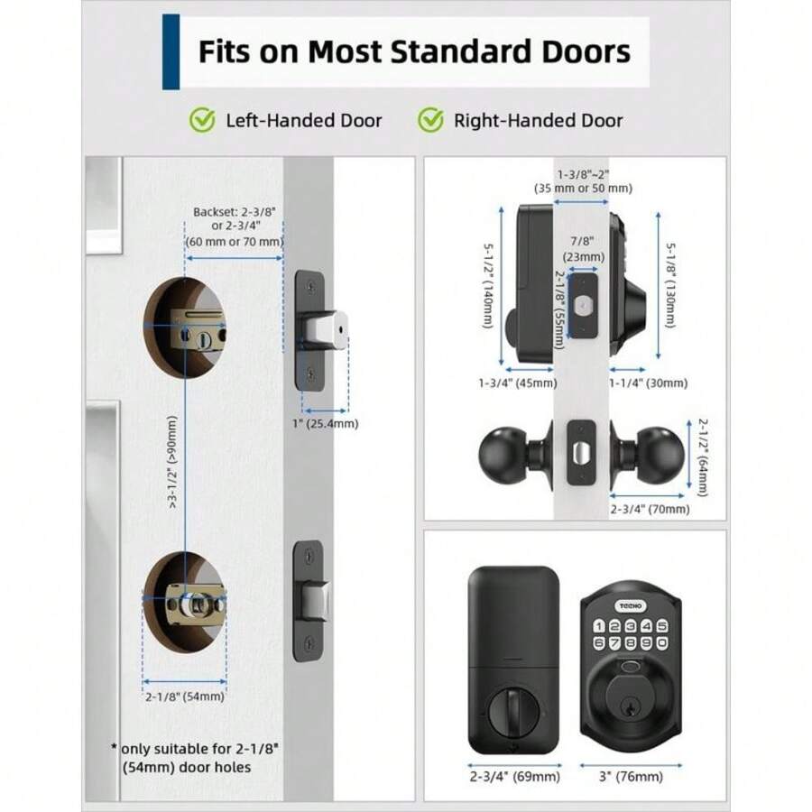 Fingerprint Door Lock Set, Keyless Entry Door Lock With Handle, Door ...