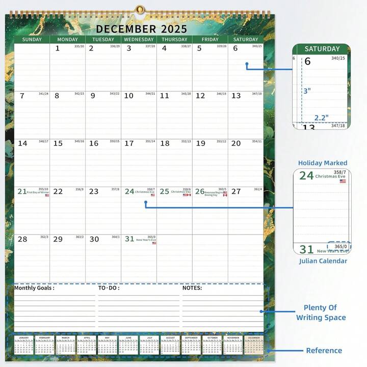 2025 Calendar, Wall Calendar 2024-2025 (17"X22") With Lines, 18 Month ...