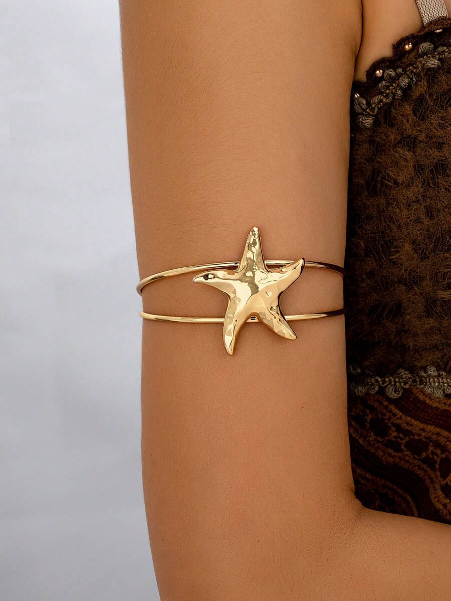 1 Pc Minimalist Starfish Decor Upper Arm Cuff Women Arm Band Sea Star Arm Bangle Jewelry | SHEIN USA