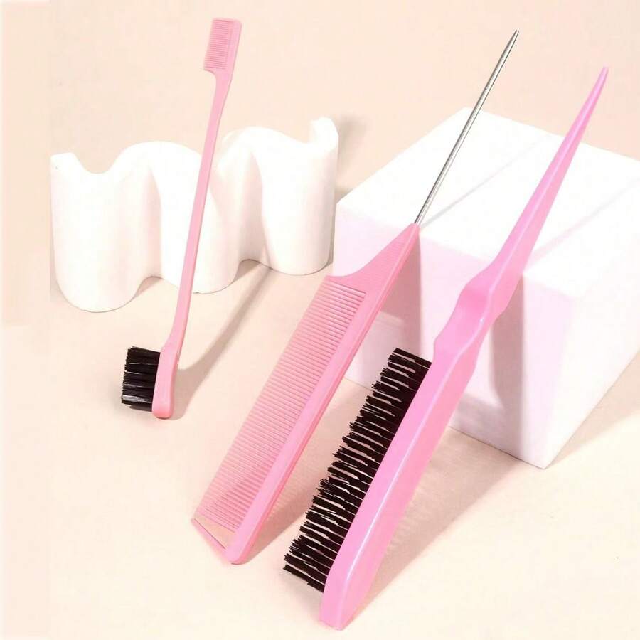 3 Pcs Slick Back Hair Brush Set Edge Control Brush Teasing Comb For ...