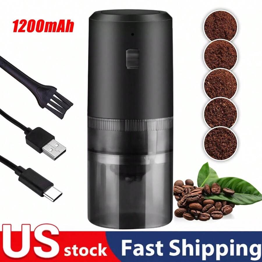 Electric Coffee Grinder USB Rechargeable Coffee Grinder Portable Home ...