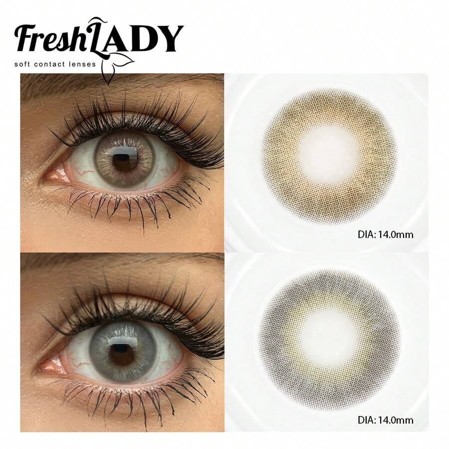 FRESH LADY Freshlady Wonderstruck Brown & Grey 14.00mm Grey Eye Contact ...