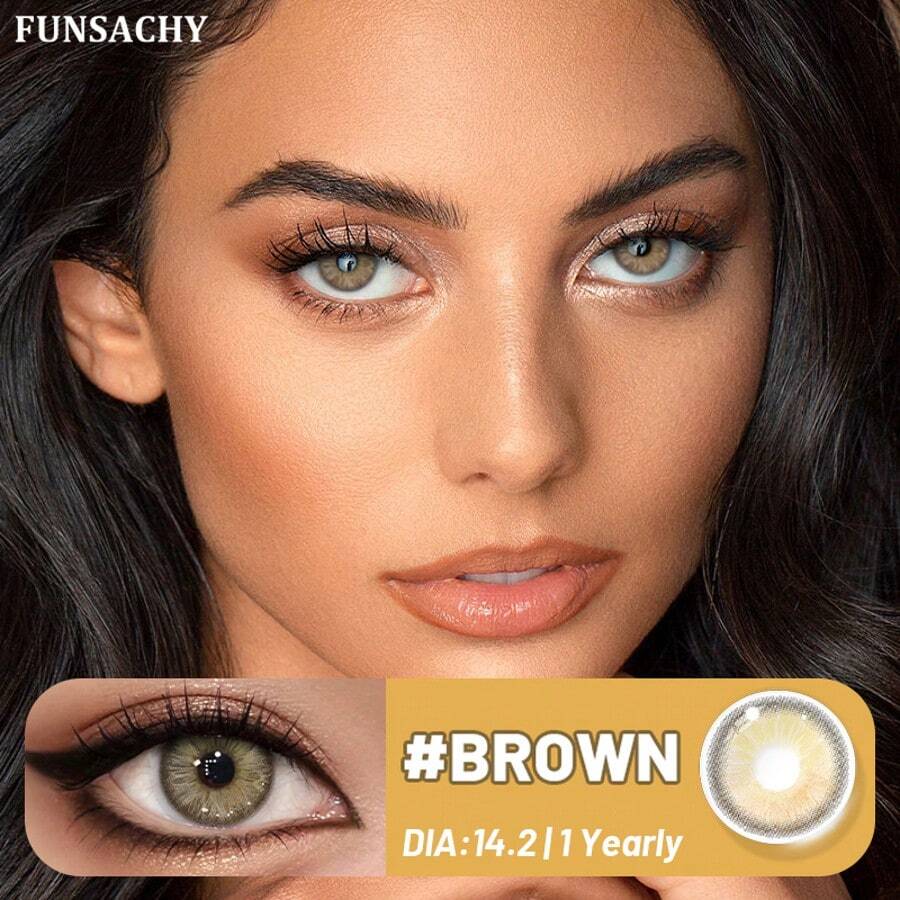 FUNSACHY 1 Paire de Lentilles de Contact Colorées Bleues Naturelles ...