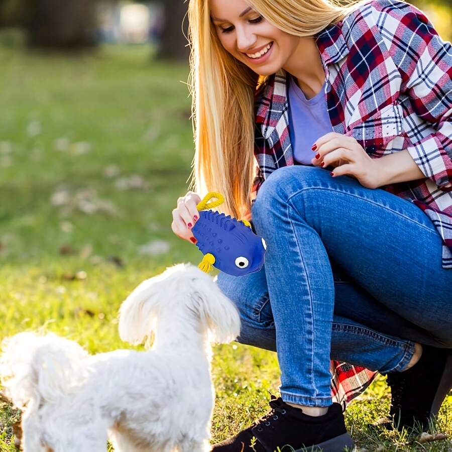 Dudu Fish Dog Mastigador Brinquedo Com Corda - Dentes De Borracha E ...