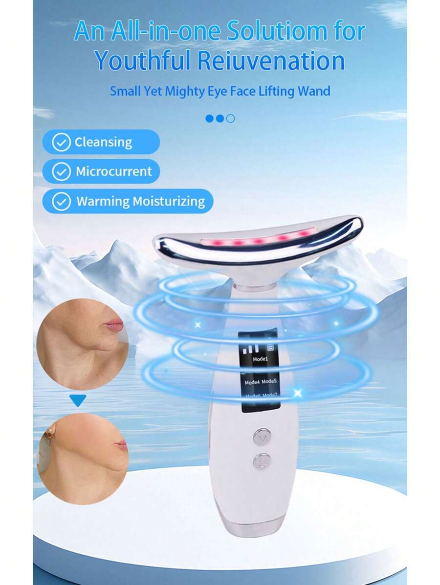 7 Color Led Face Facial Lifting Device Neck Massager For Skin Care ...