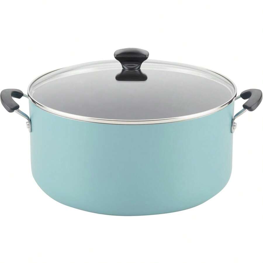 Cookware Nonstick Stockpot With Lid, 10.5 Quart, Aqua | SHEIN UK