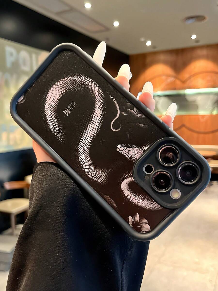 Creative Black Python Snake & Floral Digital Pattern Painted TPU Anti ... Creative Black Python Snake & Floral Digital Pattern Painted TPU Anti ...