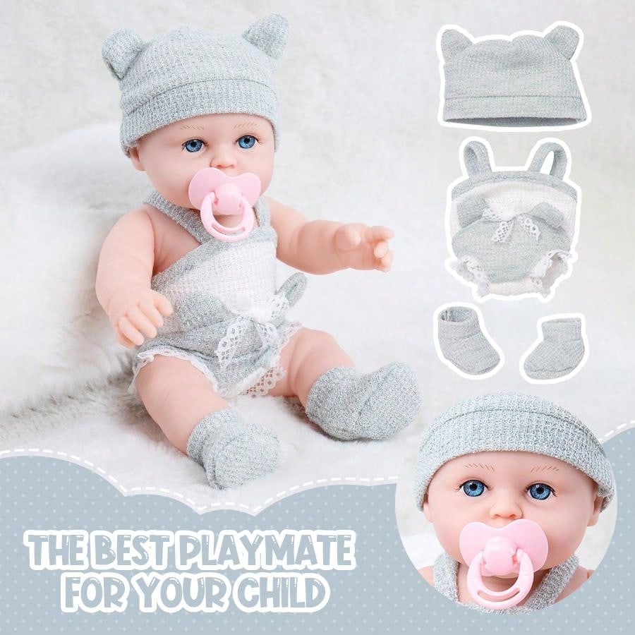 12-Inch Baby Doll Lifelike Silicone Newborn Doll Doll, Green Cloth Baby ...