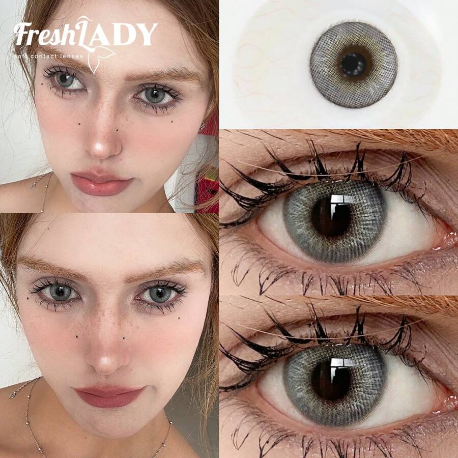 FRESH LADY Freshlady Wonderstruck Brown & Grey 14.00mm Grey Eye Contact ...