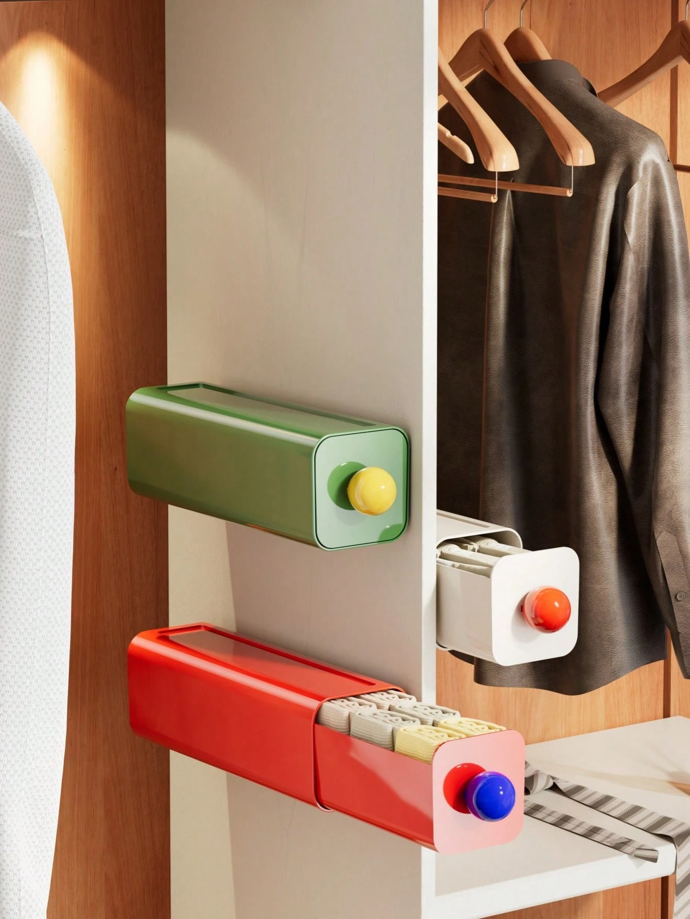 Hanging Pull-Out Plastic Storage Box For Wardrobe, Desktop Stackable ...