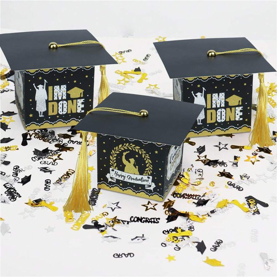 Graduation Party Favors,Gold And Black Congrats Grad Decorations ...