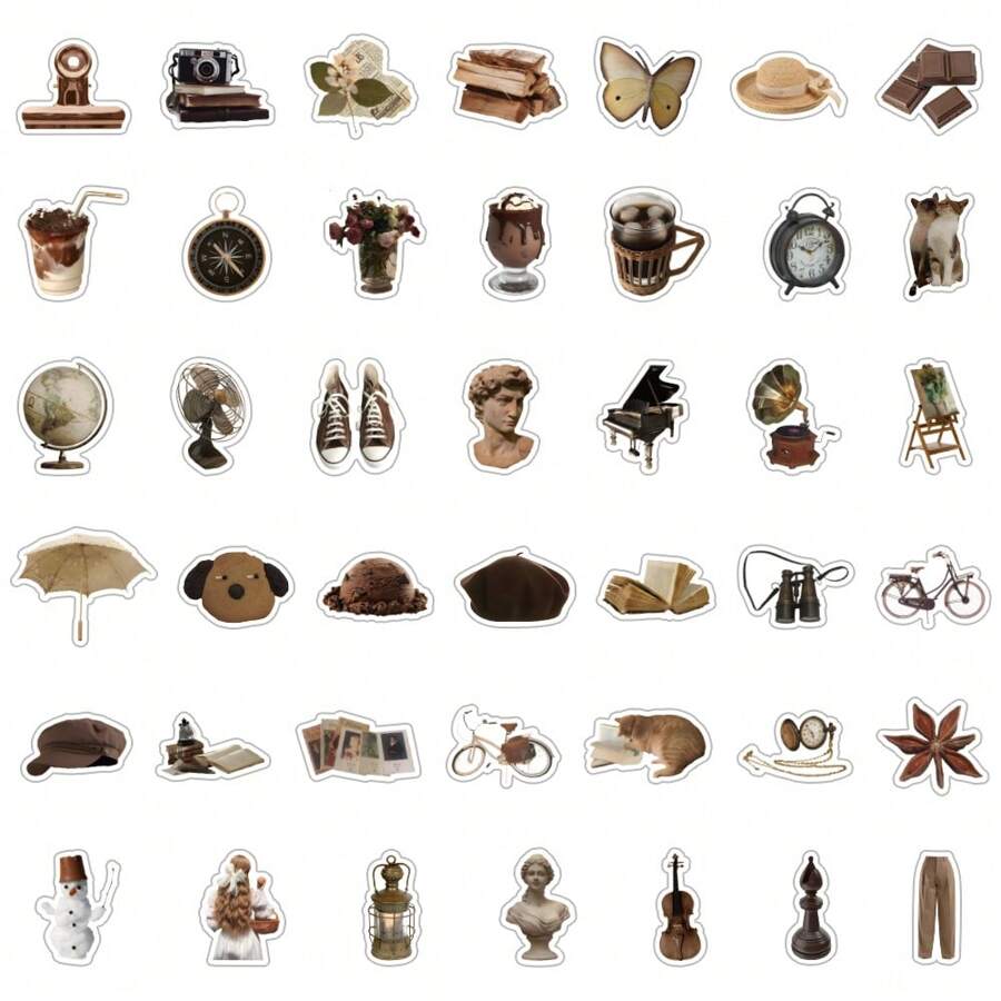 100 PCS Retro Small Items Stickers Aesthetic Vinyl Stickers Decals ...