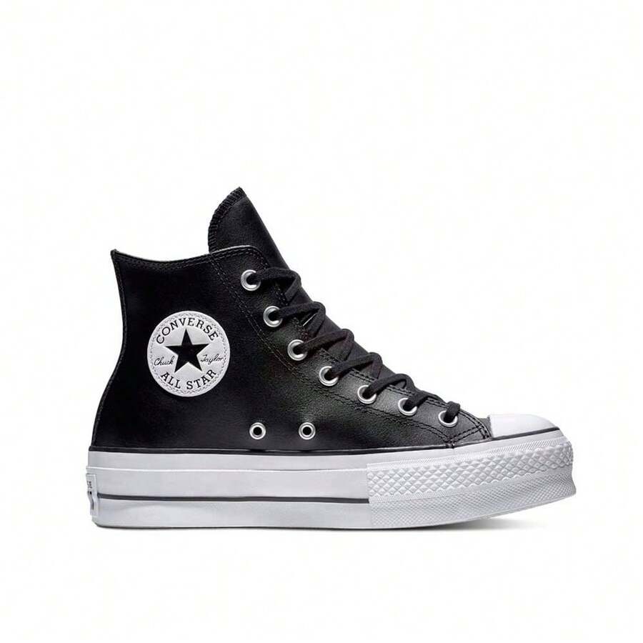 Converse Chuck All Star Platform Lift LEATHER Sneakers - Black And ...
