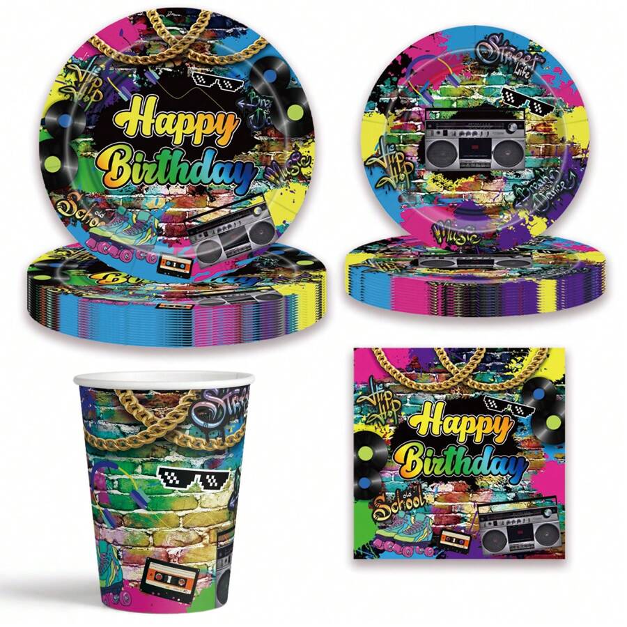 Disney Disco Music Theme Disposable Party Tableware Set - Includes ...