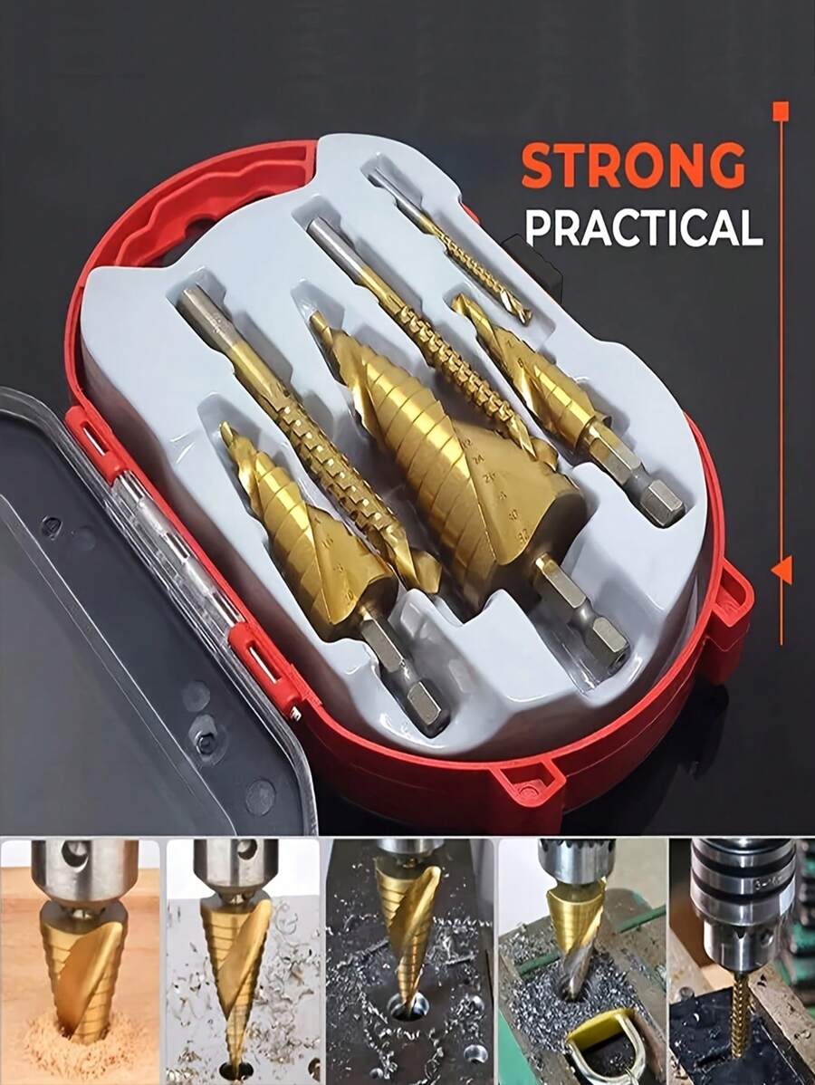 6pcs Titanium Coated Drill Bit Set High Speed Reaming Sawtooth Drill ...