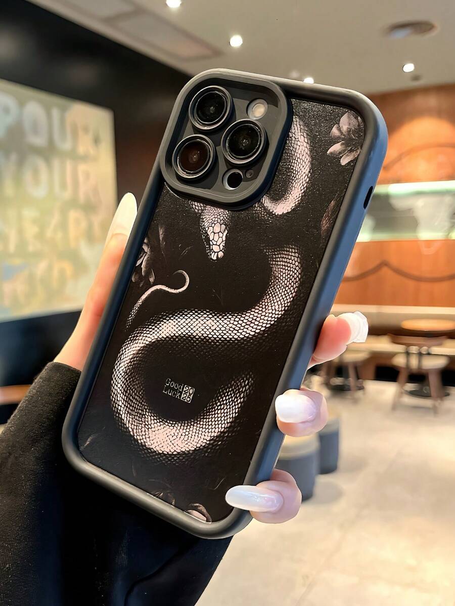 Creative Black Python Snake & Floral Digital Pattern Painted TPU Anti ... Creative Black Python Snake & Floral Digital Pattern Painted TPU Anti ...