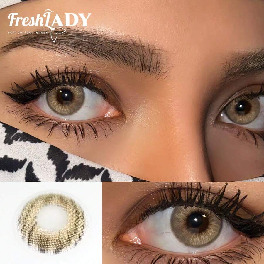 FRESH LADY Freshlady Wonderstruck Brown & Grey 14.00mm Grey Eye Contact ...
