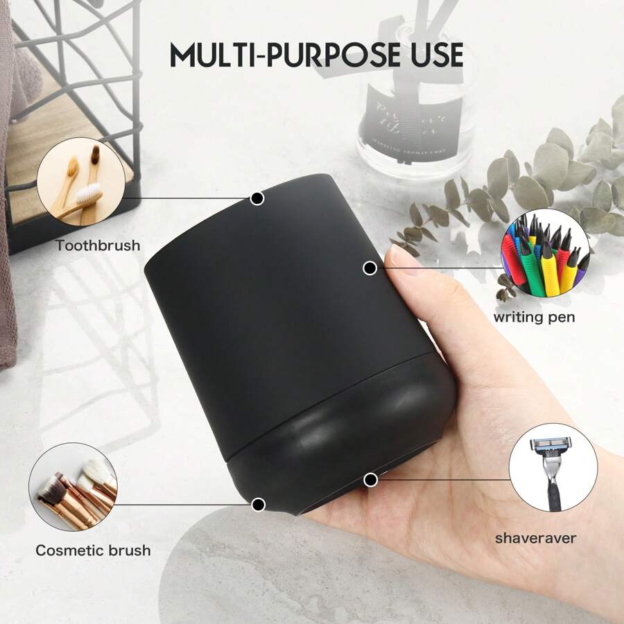 1 Piece Matte Black Toothbrush Holder With Silicone Boot, Modern ...