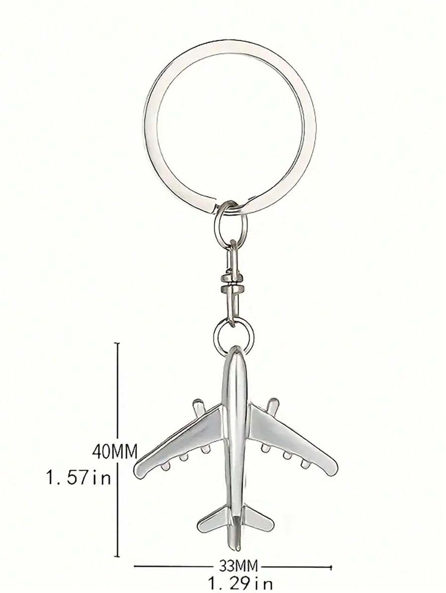 1pc Silver Metal Airplane Model Keychain, Stereoscopic Keychain ...