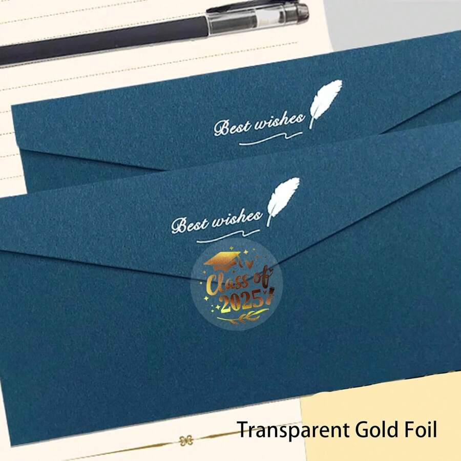 10/20/30pcs Graduation Stickers Graduate Of 2025 Transparent Gold Foil ...