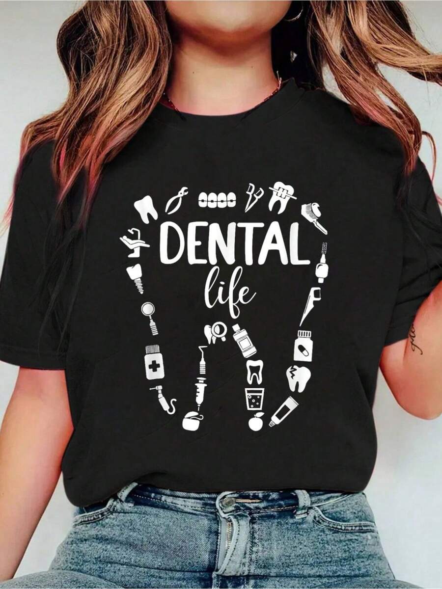 Funny Dentist Tooth Teeth Toothbrushtees,Fashion Casual T-Shirt Print ...