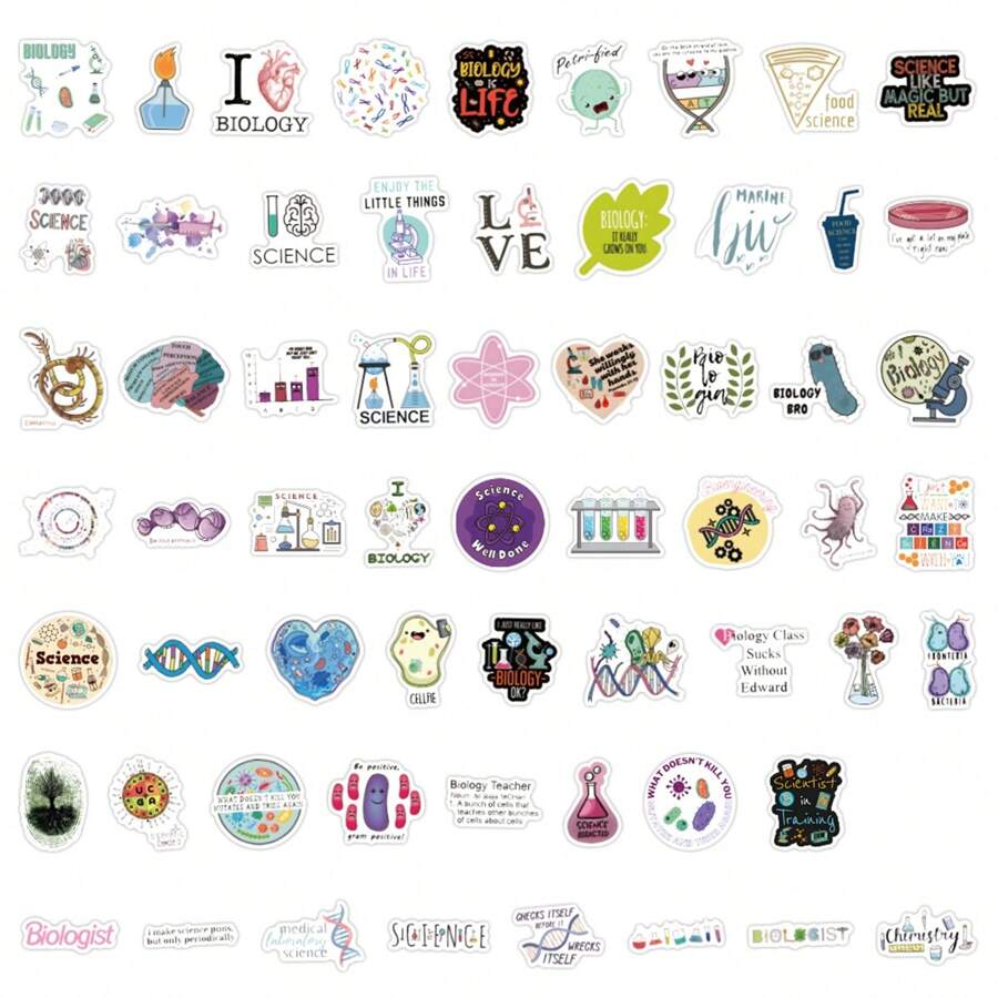 60 PCS Biology Stickers Aesthetic Vinyl Stickers Decals Scrapbook ...