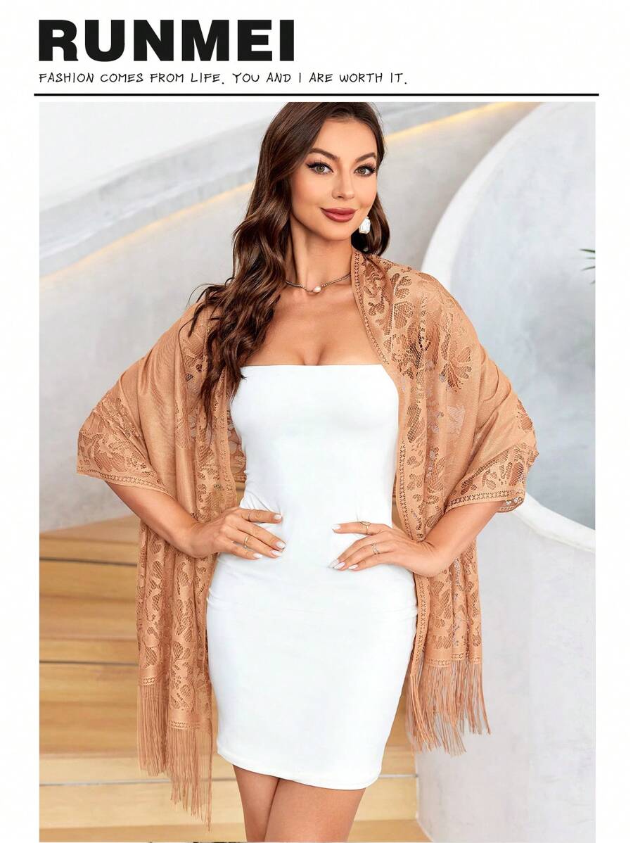 1pc New Embroidery Lace Scarf Shawl Floral Triangular Veil Shawl For ...