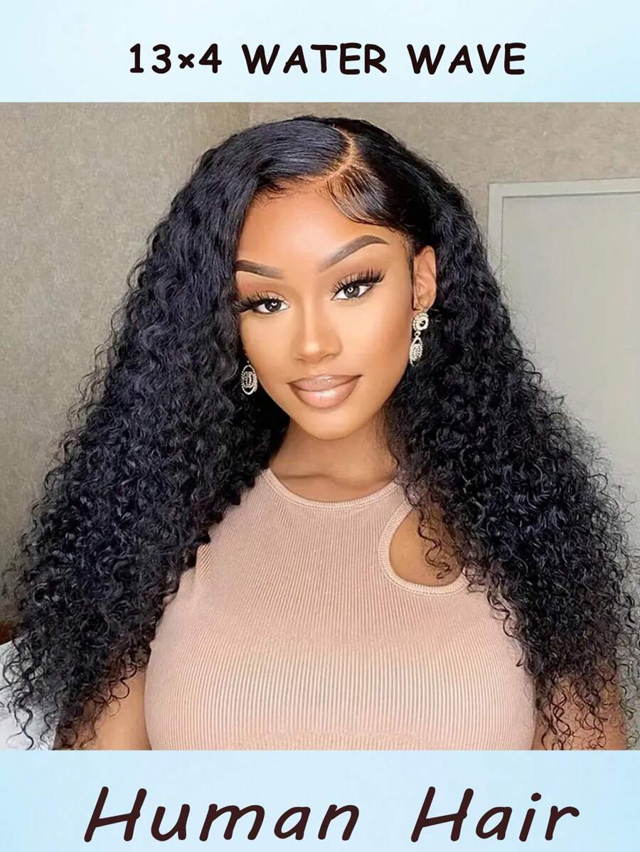 34 Inch Glueless Water Wave 13x4 Lace Front Wigs Human Hair Pre Plucked ...