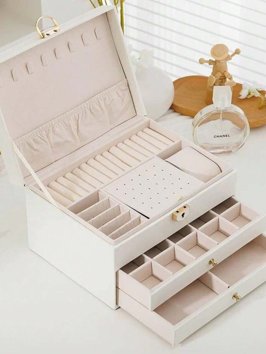 Large 3-Layer Multifunctional Women's Jewelry Box With Drawer | SHEIN ...
