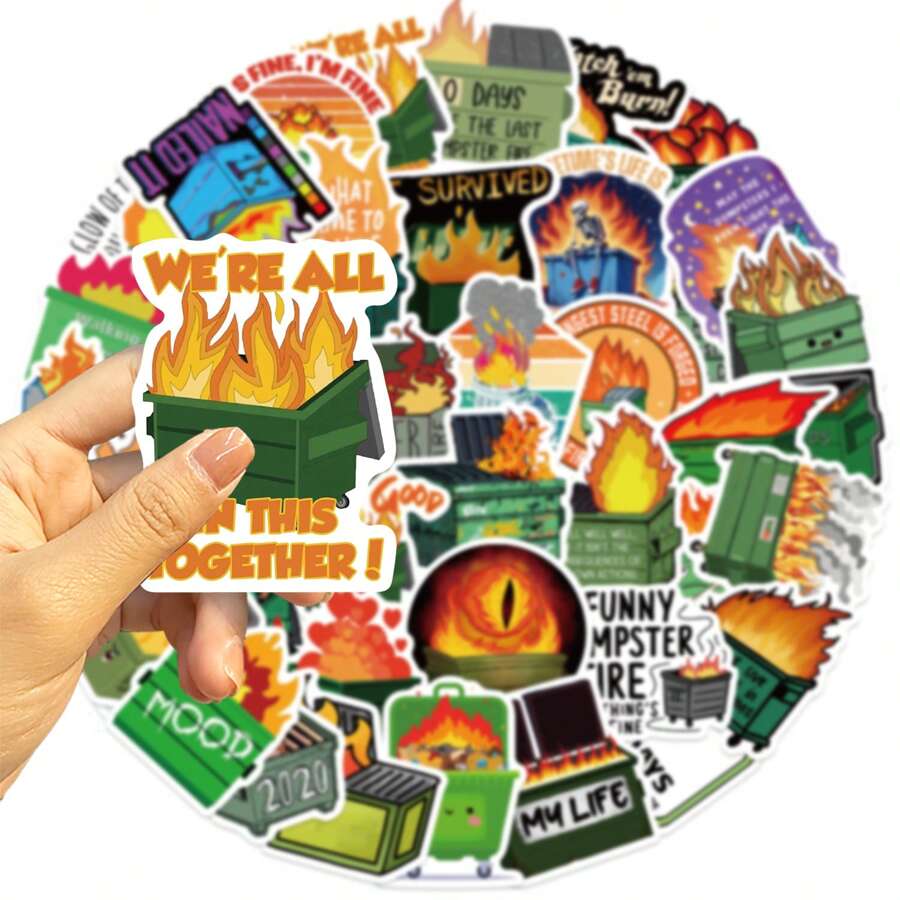 55PCS Dumpster Fire Stickers Vinyl Aesthetics Stickers Scrapbooking ...