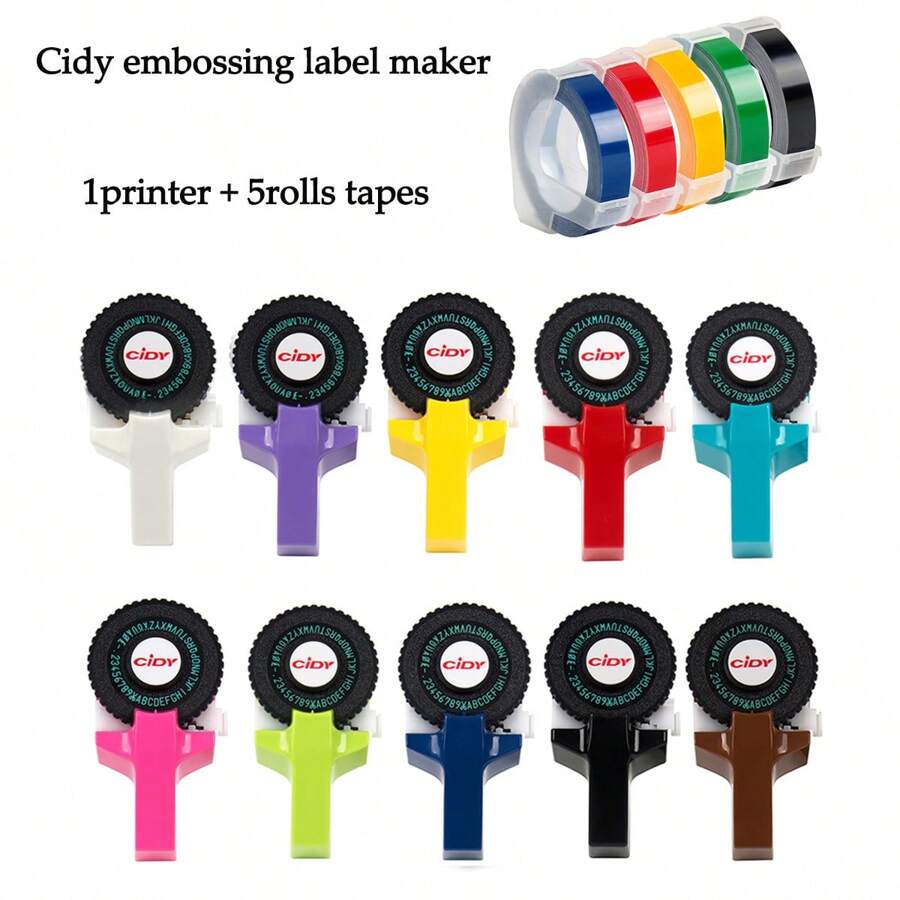 [Gift 5rollls Mix Color Tapes]CIDY Label Maker Mesin Manual With FREE 2 ...