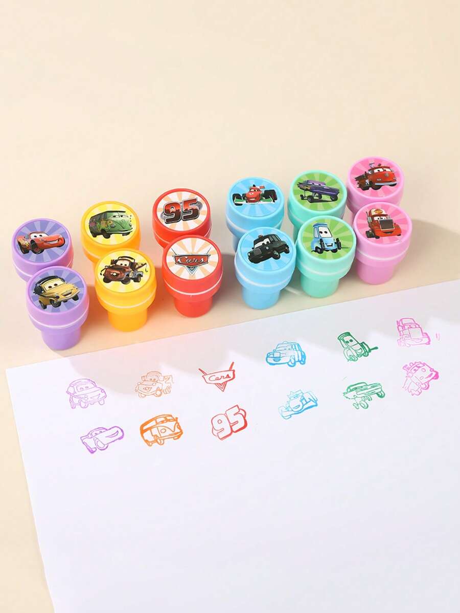 Disney 12PCS Cars Signet Cartoon Anime Figura Gráfica Recompensa Selo ...