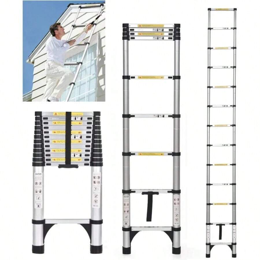 Telescoping Ladder 20.3 FT Extension Ladder Aluminum Lightweight ...