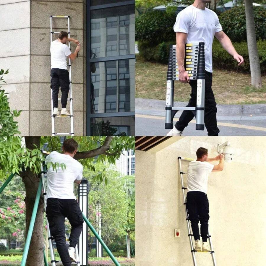 Telescoping Ladder 20.3 FT Extension Ladder Aluminum Lightweight ...