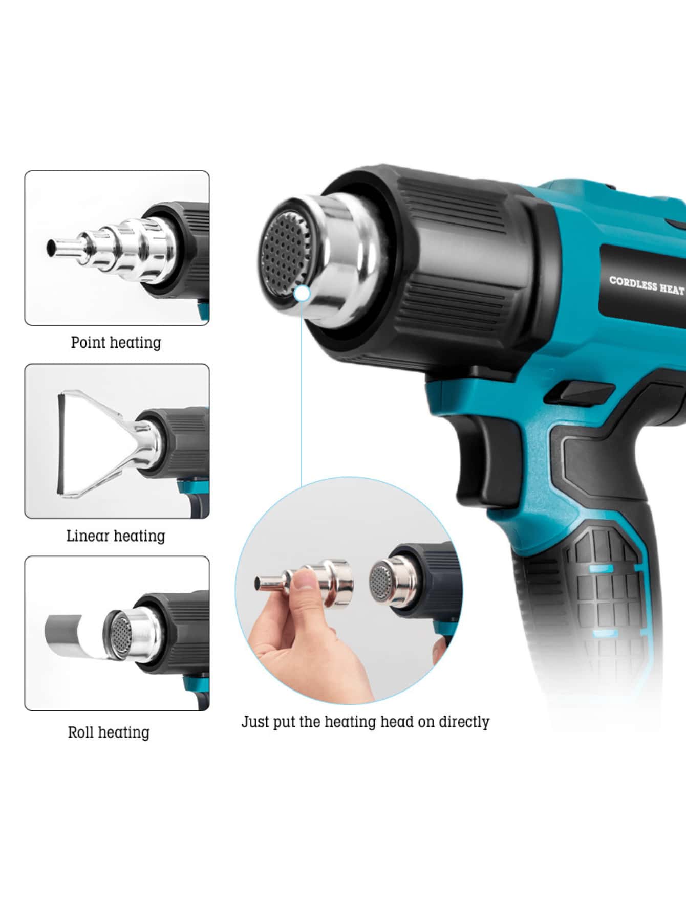Kabelloser Heißluftpistole, schnell aufheizende Schweißheißluftpistole mit 21V Akku ...