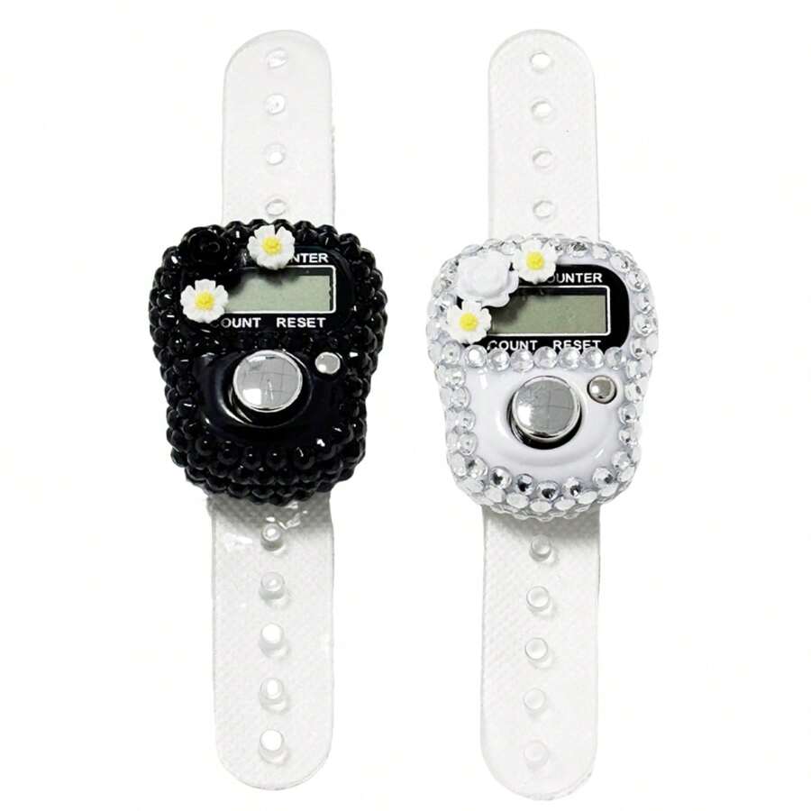 Small Finger Electronic Counter Finger Counter With Flower Spot Drill Portable Ring Electronic ...