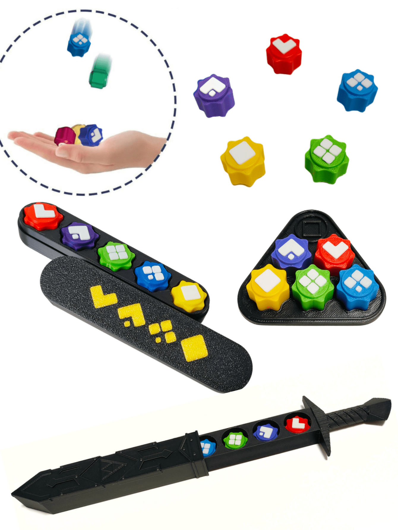 5PCS Poker Style Gonggi Game Stone & RPG Sword Set For Tabletop Games ...