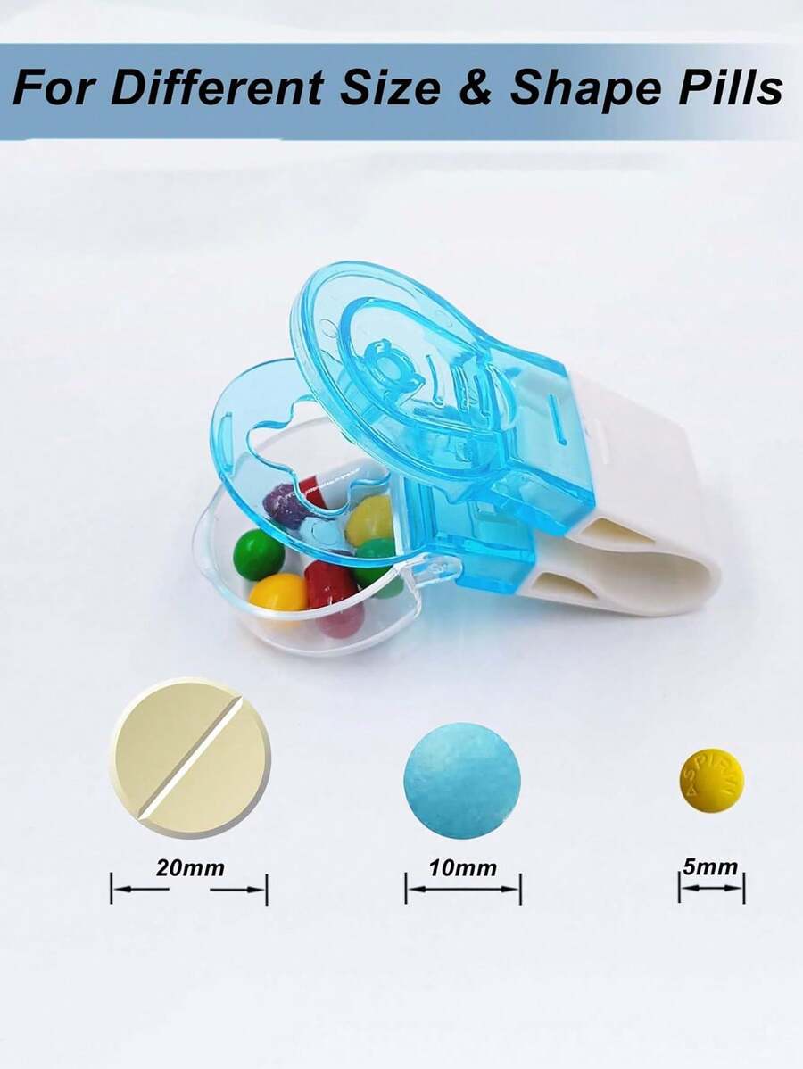 1pc Blue Portable Pill Dispenser, Contact-Free, Easy To Take Out Travel ...