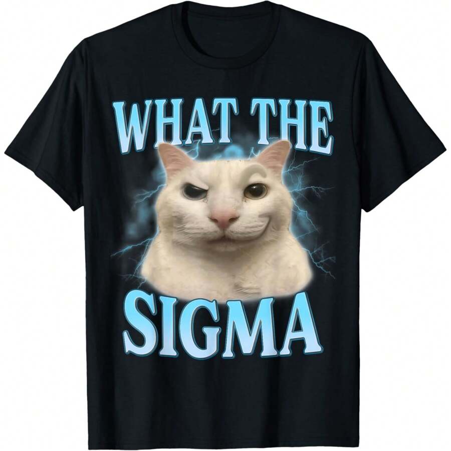 ERM What The Sigma Meme Cat Ironic Brainrot Y2K T-Shirt | SHEIN USA