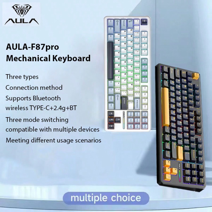 AULA AULA F87pro Gaming Tastatur, DIY RGB Hintergrundbeleuchtung, 87 Tasten kabellose Tastatur ...
