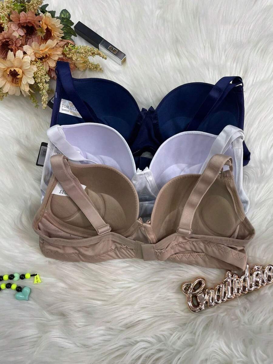 Kit With 3 Smooth Reinforced Bras With Modern Cups, Great Quality And ...