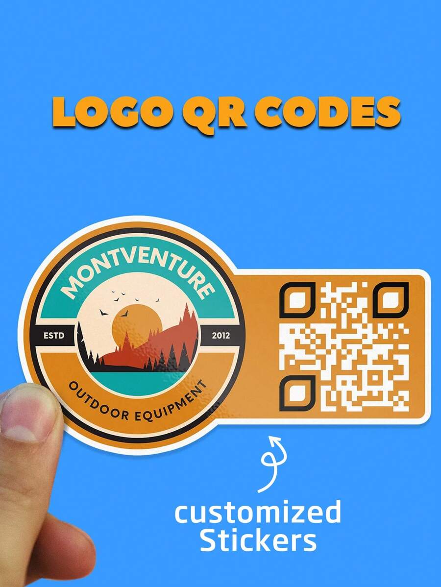 64 قطعة ملصقات مخصصة بشعار واكواد QR بعرض من 1 إلى 4 إنش، ملصقات أكواد ...