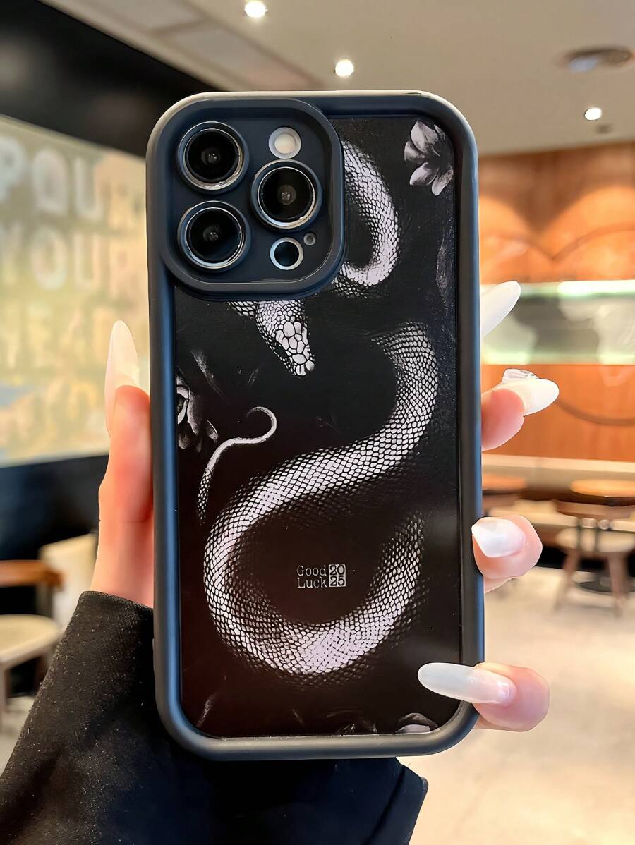 Creative Black Python Snake & Floral Digital Pattern Painted TPU Anti ... Creative Black Python Snake & Floral Digital Pattern Painted TPU Anti ...