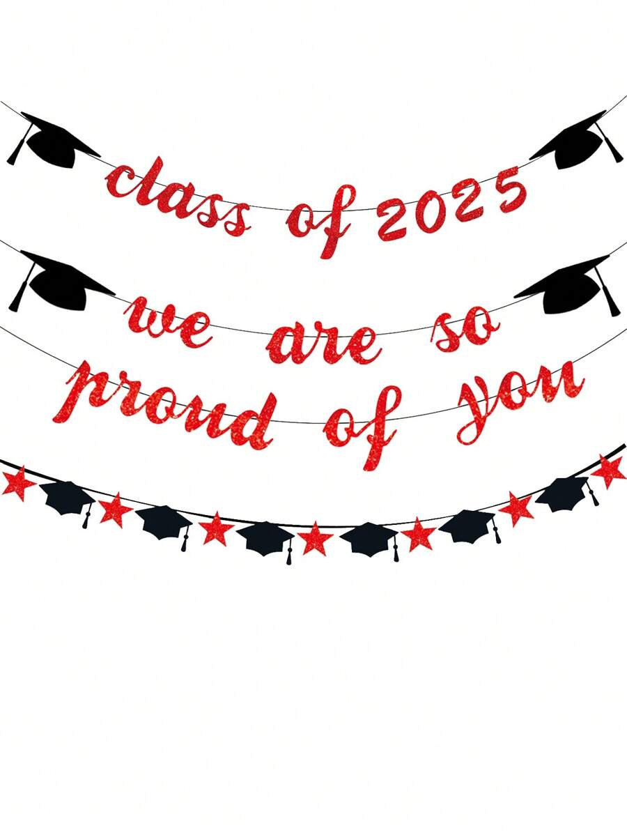 We Are So Proud Of You Banner, Red And Black Class Of 2025 Banner ...