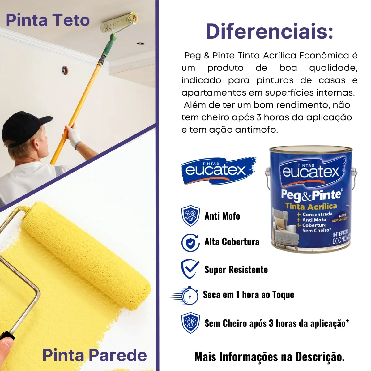 Peg E Pinte Acrylic Paint Kit 3.6L Internal Wall Paint + Zero Mold ...