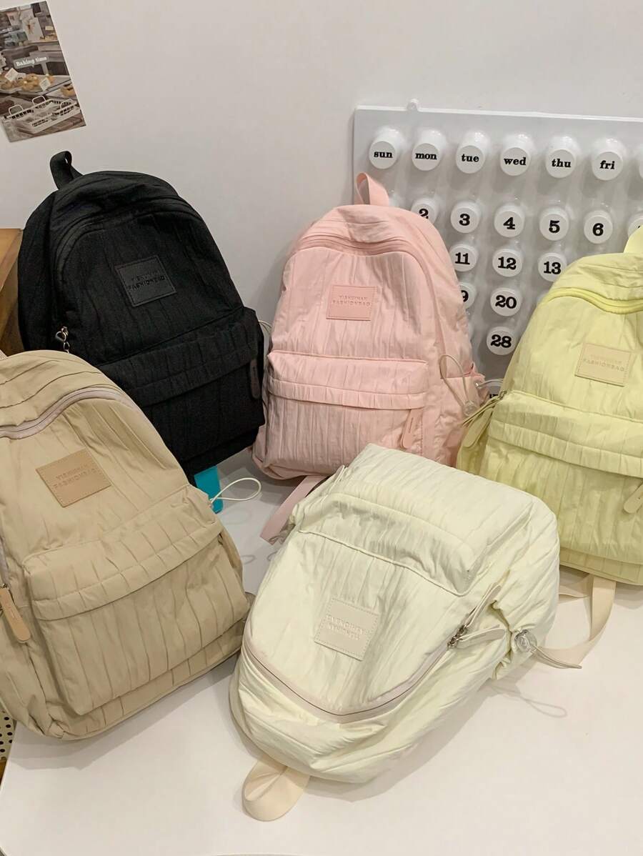 Korean Chic Style Minimalist Canvas Rucksack, High Capacity College ...