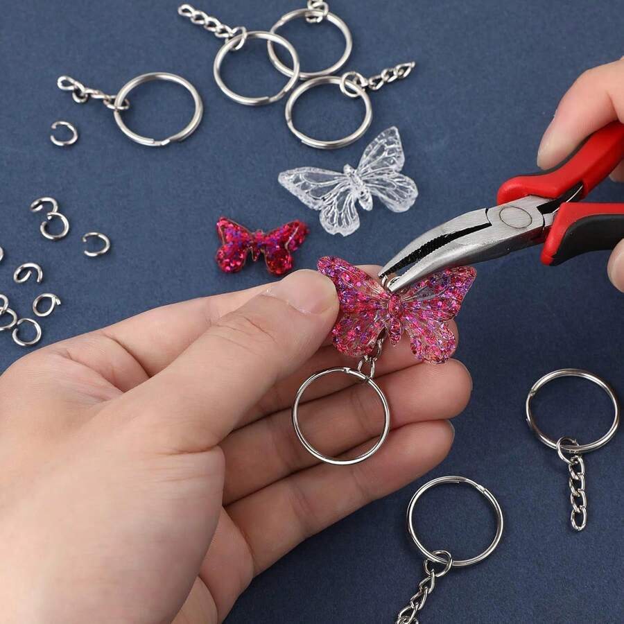 30/75pcs DIY Key Chain Craft Kit With Zinc Alloy Swivel Clasp Hooks ...